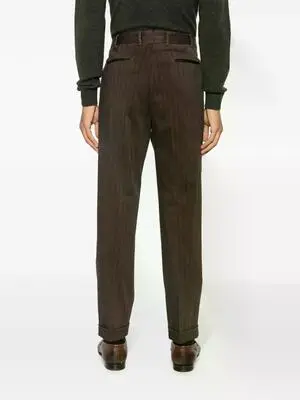 DELL'OGLIO Herringbone Cotton-blend Tapered Trousers