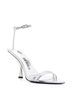 Attico Ester 95mm Leather Sandals - Silver
