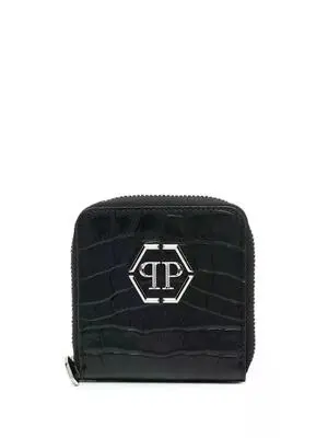 Philipp Plein Mini Crocodile-embossed Leather Wallet - Black