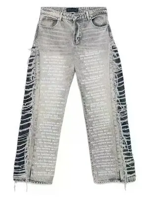 WHO DECIDES WAR Ultra Flared Scripture Jeans