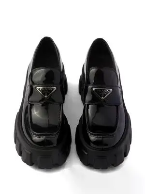 Prada Monolith Patent Leather Loafers - Black