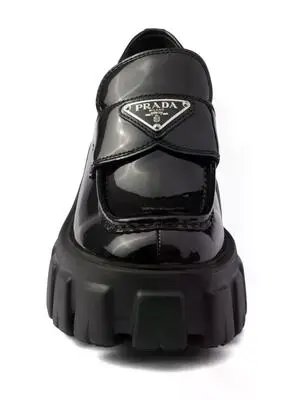 Prada Monolith Patent Leather Loafers - Black