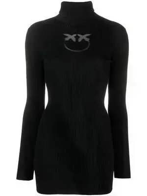 Pinko Intarsia-knit Logo Roll-neck Jumper