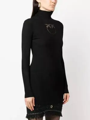 Pinko Intarsia-knit Logo Roll-neck Jumper