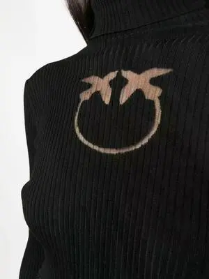 Pinko Intarsia-knit Logo Roll-neck Jumper