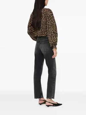 ANINE BING Leopard Print Cotton Sweatshirt - Brown