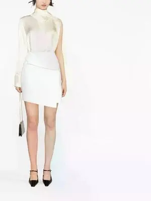 Alexander McQueen Asymmetric Wool Miniskirt - White