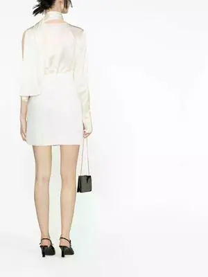 Alexander McQueen Asymmetric Wool Miniskirt - White