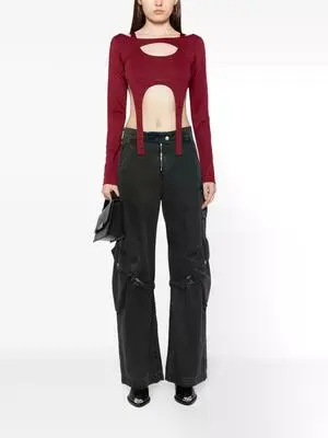 HELIOT EMIL Long-sleeved Cropped Top - Red