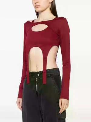 HELIOT EMIL Long-sleeved Cropped Top - Red