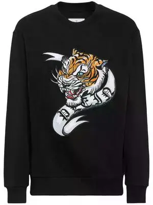 Philipp Plein Tattoo Print Cotton Sweatshirt - Black