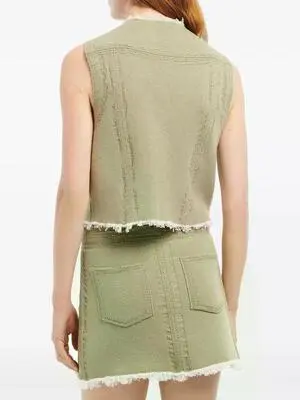 BARRIE Panelled Frayed Denim Vest - Green