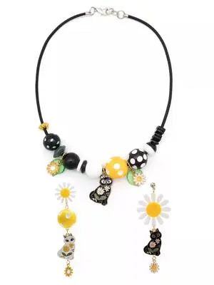 AMIR SLAMA Cat Charm Necklace And Earrings Set - Multicolour