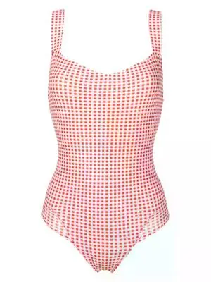 AMIR SLAMA Gingham-check Pattern Swimsuit - Red