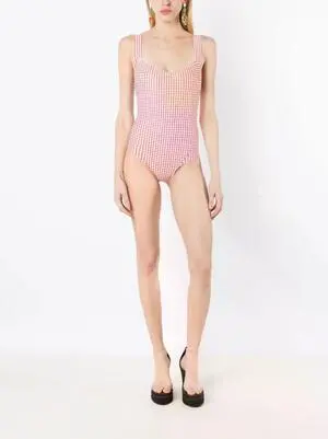 AMIR SLAMA Gingham-check Pattern Swimsuit