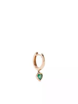 Shay 18k Yellow Heart Emerald Single Huggie - Gold