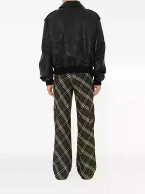 Burberry Checked Wool Tailored Trousers
