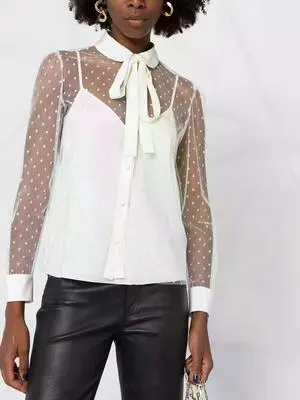 Red Valentino Point D'esprit Pussy-bow Blouse