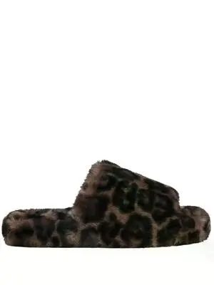 Apparis Dillon Leopard Print Slippers - Brown