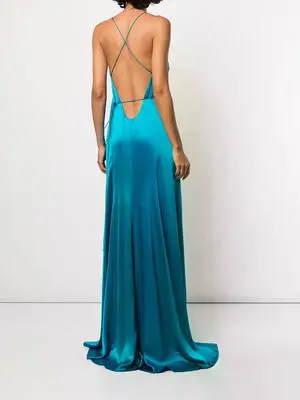 Michelle Mason Cross-strap Silk Wrap Gown