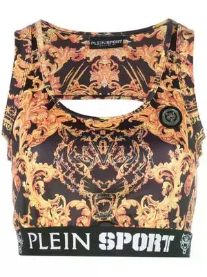 PLEIN SPORT Baroque-print Cotton Tank Top - Black