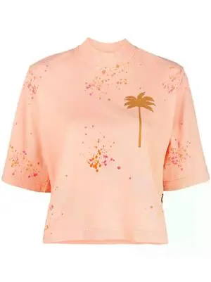 Palm Angels Pxp Palm Tree-print Cropped T-shirt