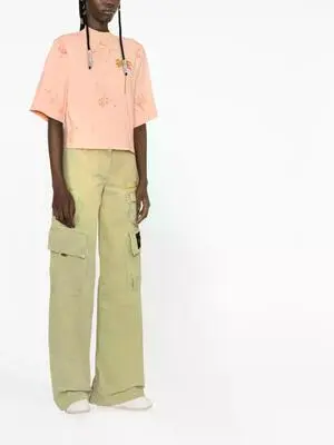 Palm Angels Pxp Palm Tree-print Cropped T-shirt