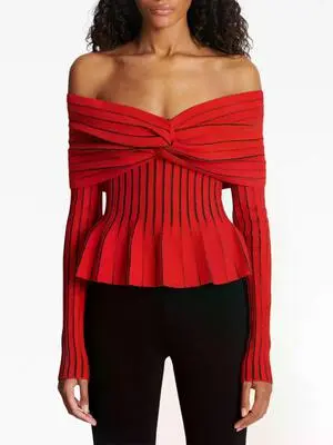 Balmain Knotted Off-shoulder Top