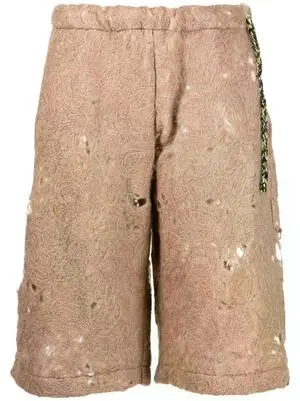VITELLI Distressed Open-knit Shorts