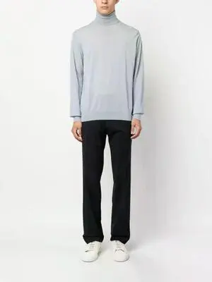 Canali Straight-leg Wool Tailored Trousers - Blue
