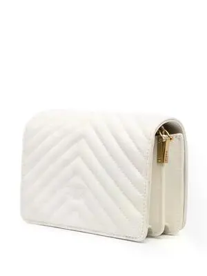 Pinko Mini Love Bag Click Quilted Nappa Leather Crossbody Bag - White