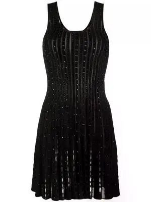 Versace Plissé-knit Sleeveless Minidress