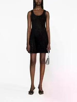 Versace Plissé-knit Sleeveless Minidress