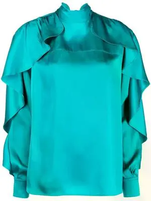 Colville Ruffled Silk Satin Blouse