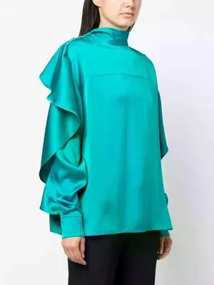 Colville Ruffled Silk Satin Blouse
