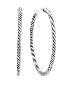 David Yurman Sterling Cable Hoop Earrings - Silver