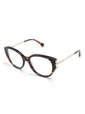 Max Mara Tortoiseshell-effect Round-frame Glasses - Brown