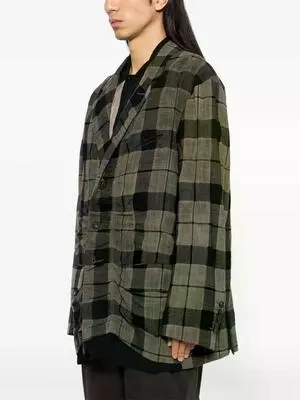ZIGGY CHEN Check Pattern Blazer - Grey