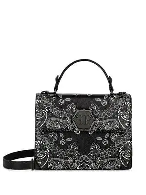 Philipp Plein Medium Superheroin Paisley Leather Bag