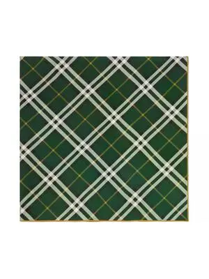 Burberry Checked Silk Scarf - Green