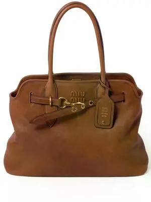 Miu Miu Aventure Leather Tote Bag - Brown