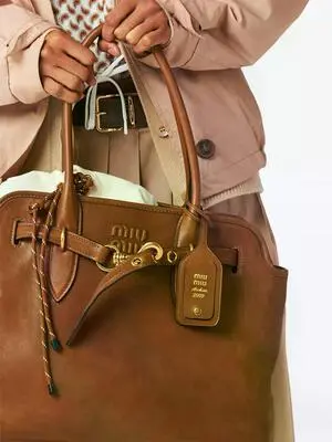 Miu Miu Aventure Leather Tote Bag - Brown