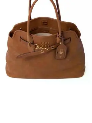 Miu Miu Aventure Leather Tote Bag - Brown