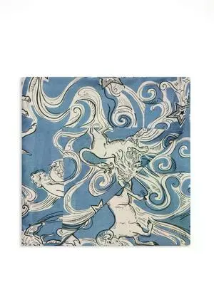 La DoubleJ Large Cosmos Linen Tablecloth - Blue