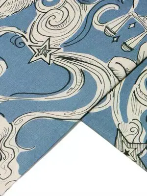 La DoubleJ Large Cosmos Linen Tablecloth - Blue
