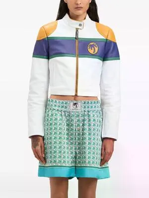 Palm Angels Classic Logo Leather Biker Jacket