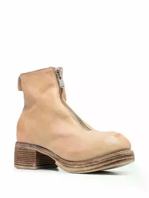 Guidi Grained Leather Round-toe Boots - Neutrals