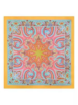Etro Silk Pocket Square Orange