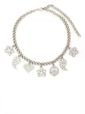 Alessandra Rich Crystal-embellished Charm Necklace - Silver