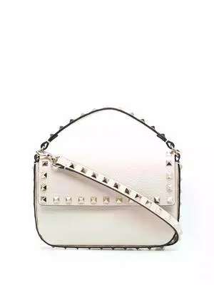 Valentino Garavani Rockstud Grainy Calfskin Leather Bag - Neutrals